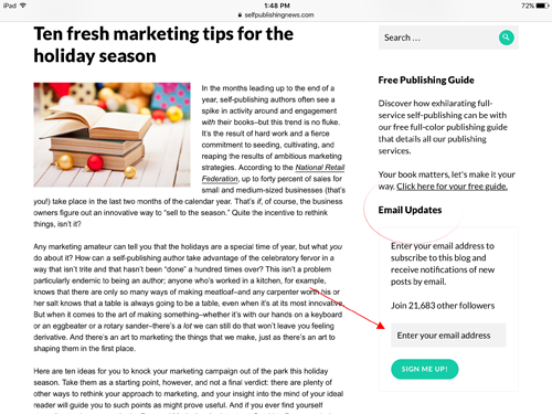Signing-up for Email Updates on the Outskirts Press Blog - Self ...